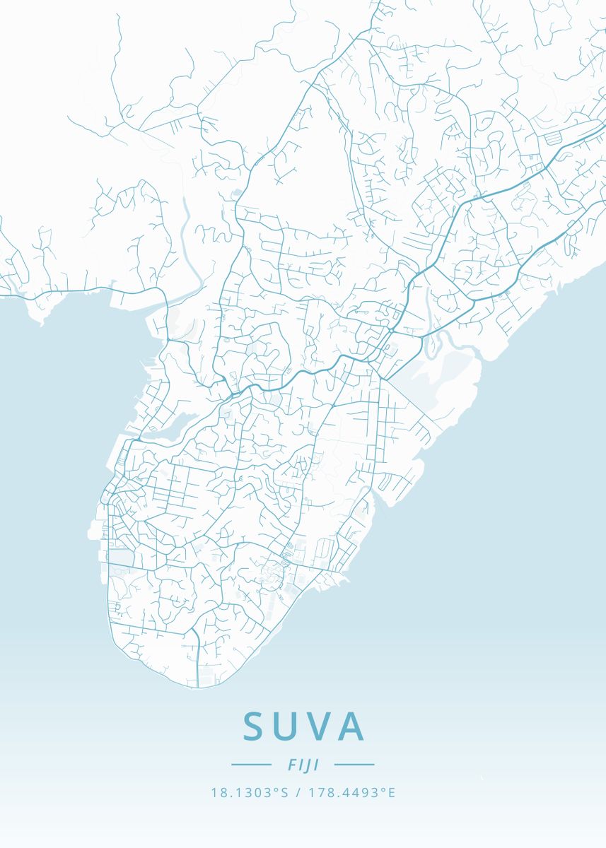 'Suva Fiji' Poster, picture, metal print, paint by Designer Map Art ...