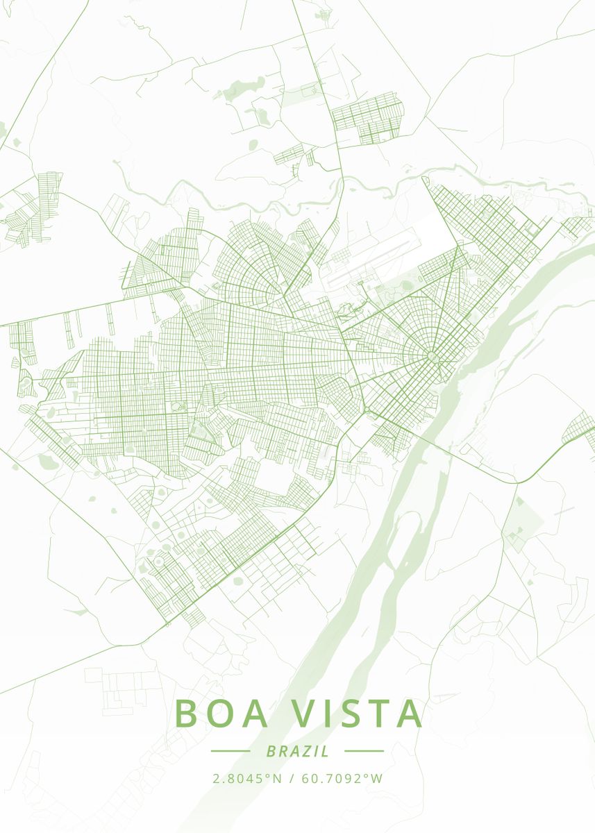 'Boa Vista Brazil' Poster, picture, metal print, paint by Designer Map ...