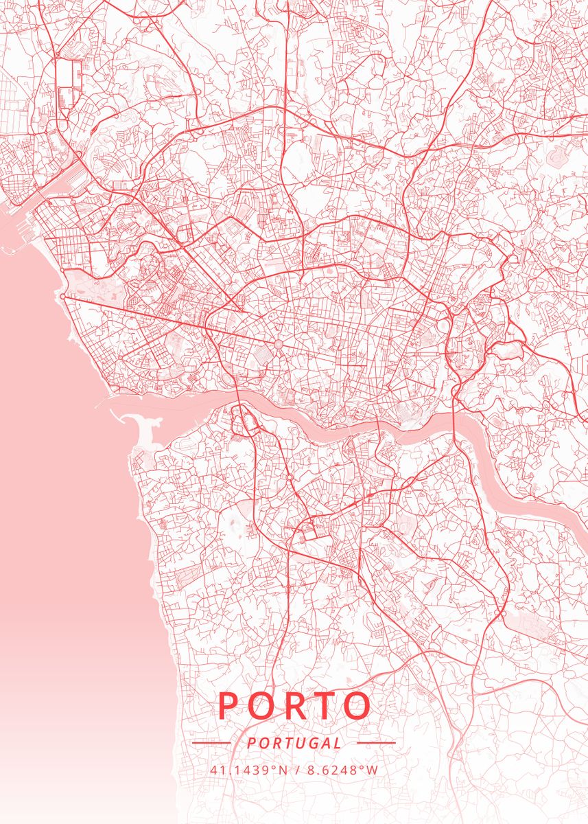'Porto Portugal' Poster, picture, metal print, paint by Designer Map ...
