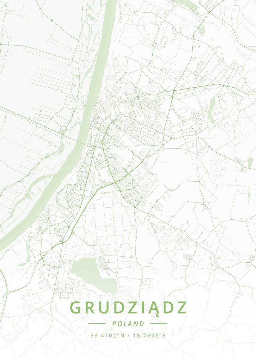 'Grudziadz Poland' Poster, picture, metal print, paint by Designer Map ...