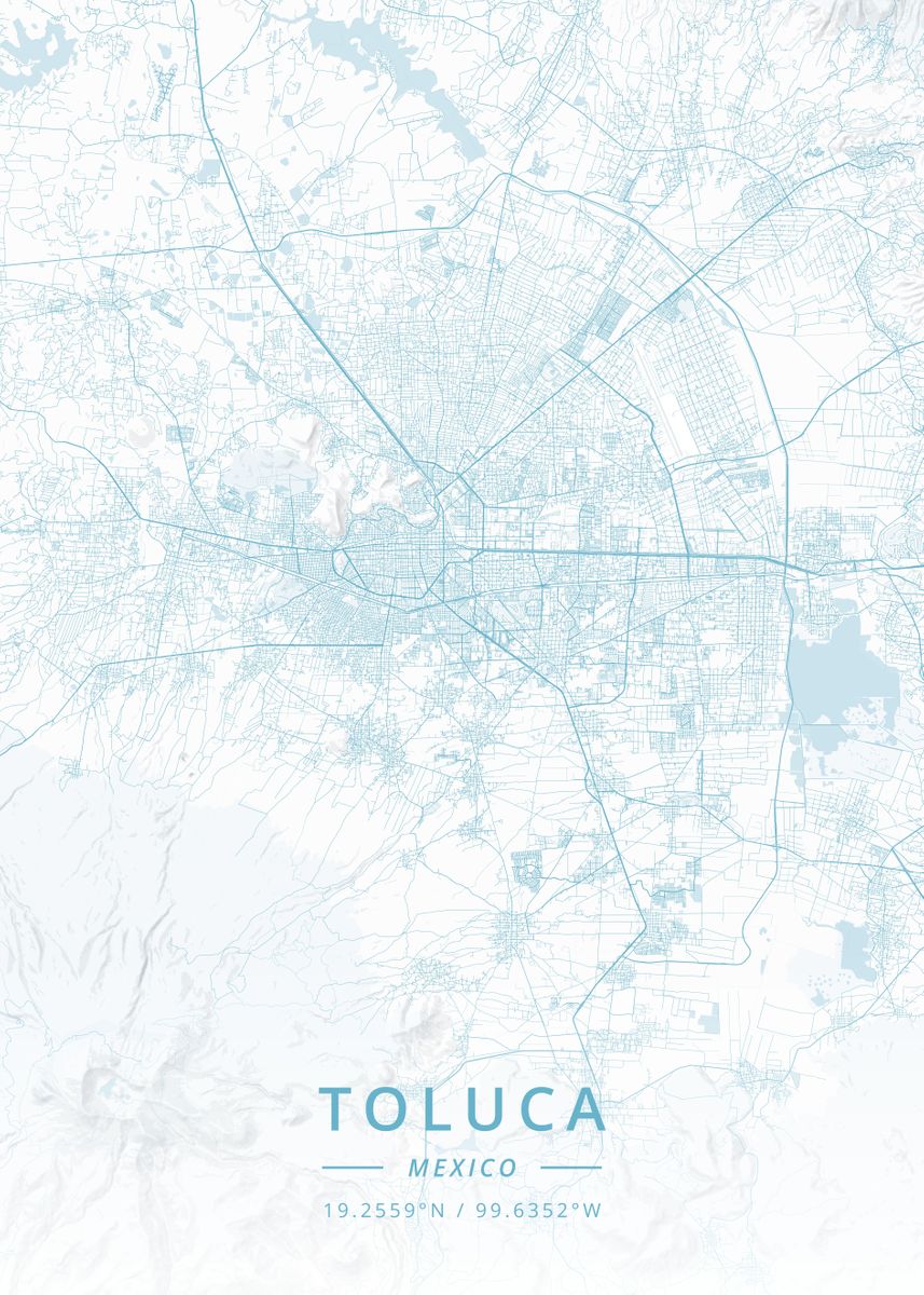 'Toluca Mexico' Poster, picture, metal print, paint by Designer Map Art ...