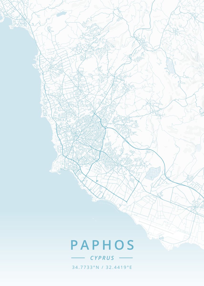 'Paphos Cyprus' Poster by Designer Map Art | Displate