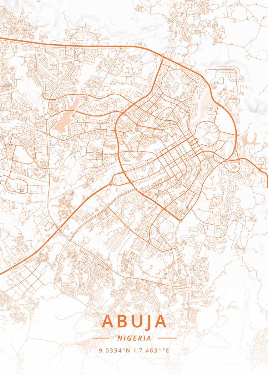 'Abuja Nigeria' Poster, picture, metal print, paint by Designer Map Art ...