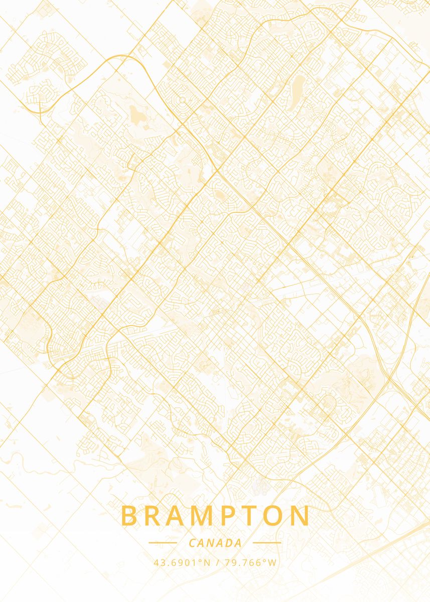 'Brampton Canada' Poster, picture, metal print, paint by Designer Map ...