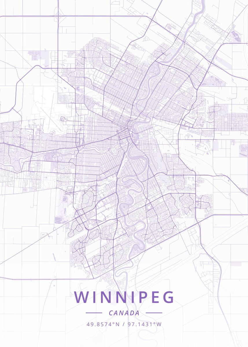 'Winnipeg Canada' Poster, picture, metal print, paint by Designer Map ...