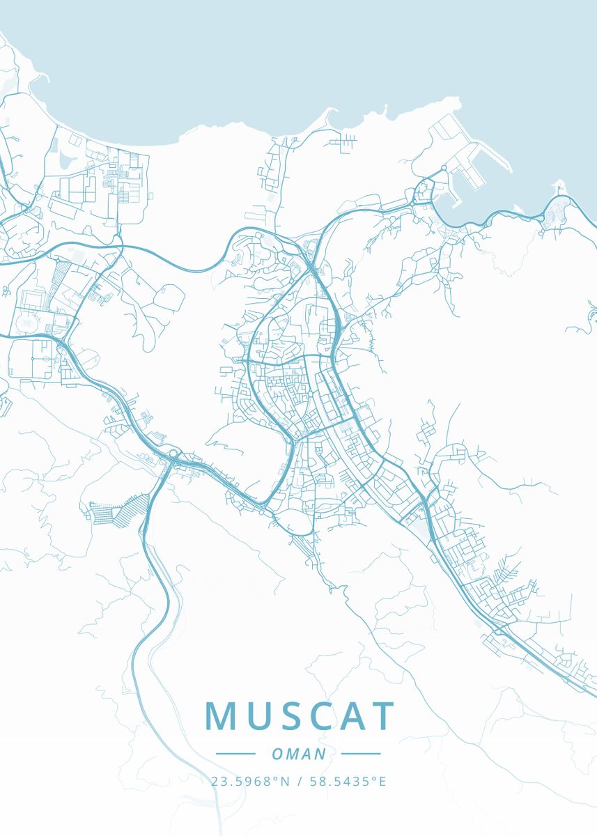 'Muscat Oman' Poster by Designer Map Art | Displate