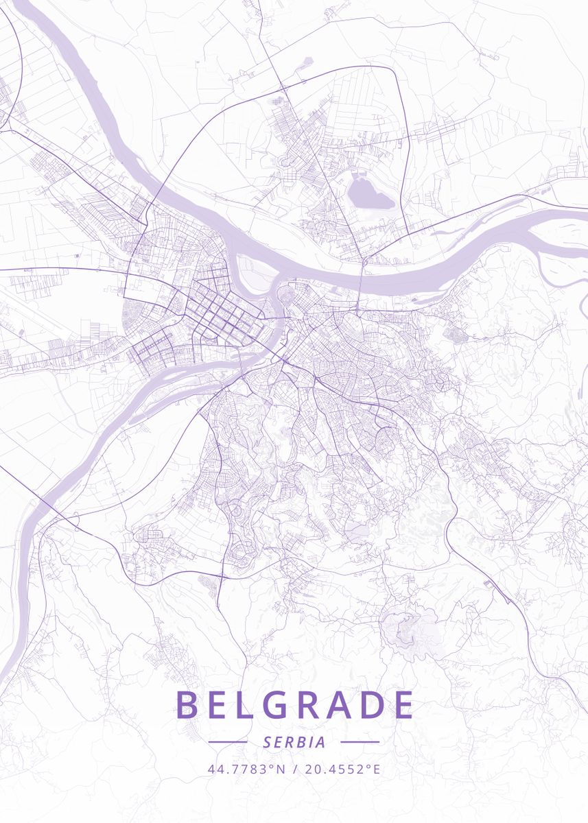 'Belgrade Serbia' Poster, picture, metal print, paint by Designer Map ...
