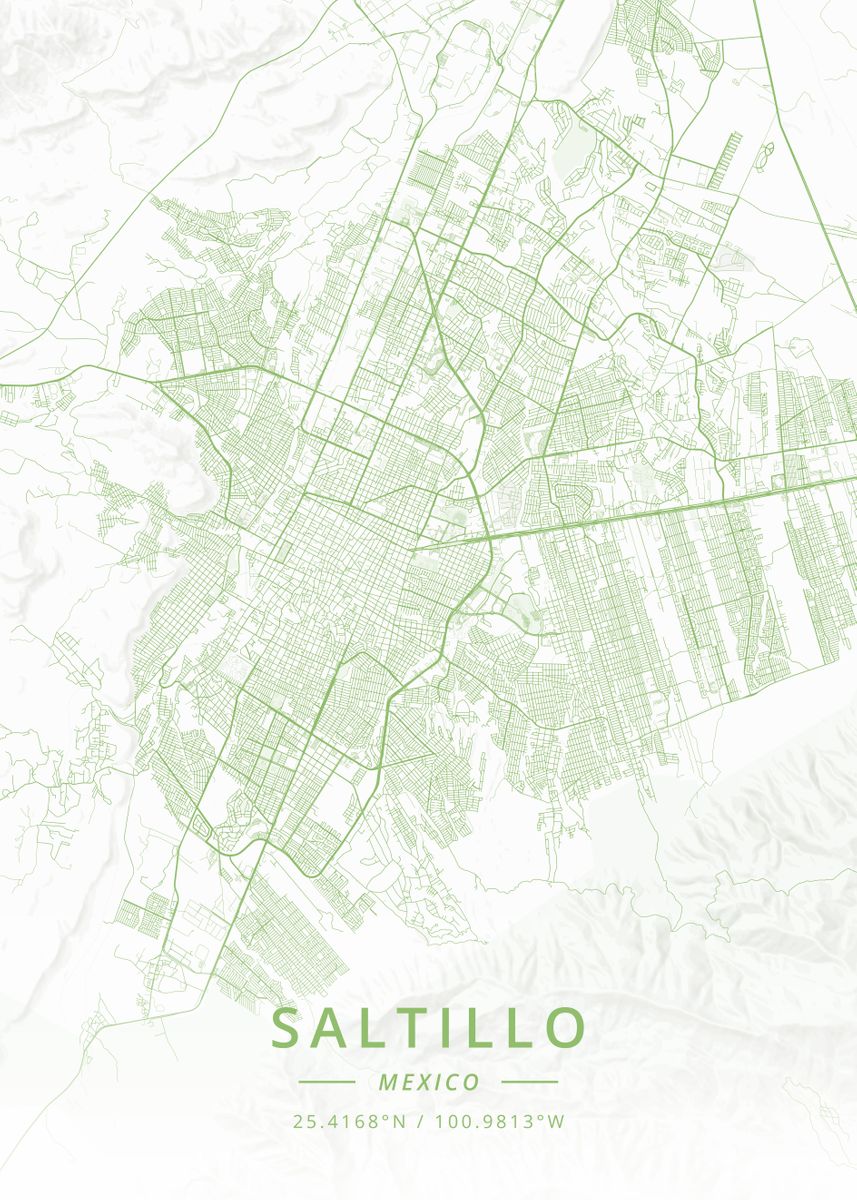 'Saltillo Mexico' Poster by Designer Map Art | Displate