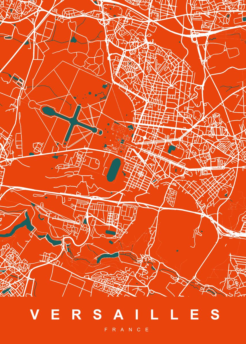 'VERSAILLES City Map FRANCE' Poster, picture, metal print, paint by ...