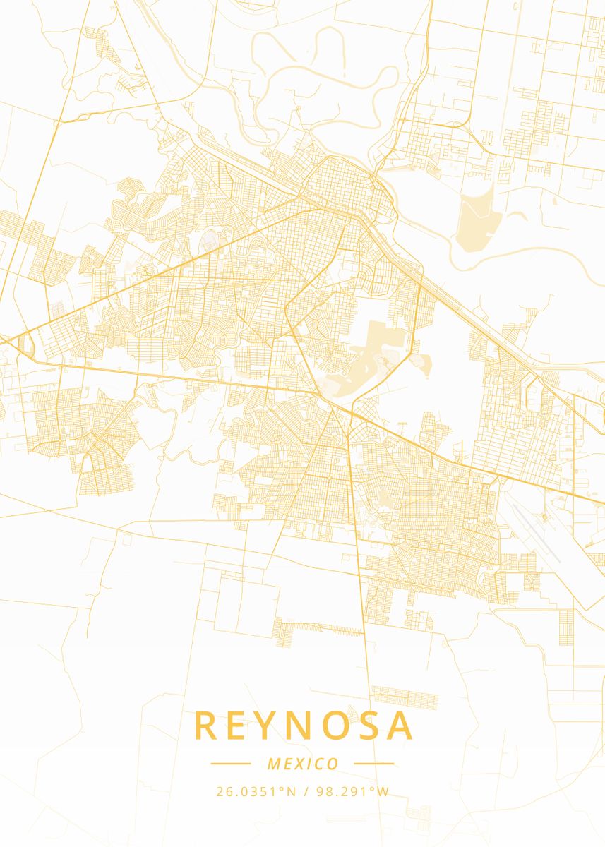'Reynosa Mexico' Poster, picture, metal print, paint by Designer Map ...
