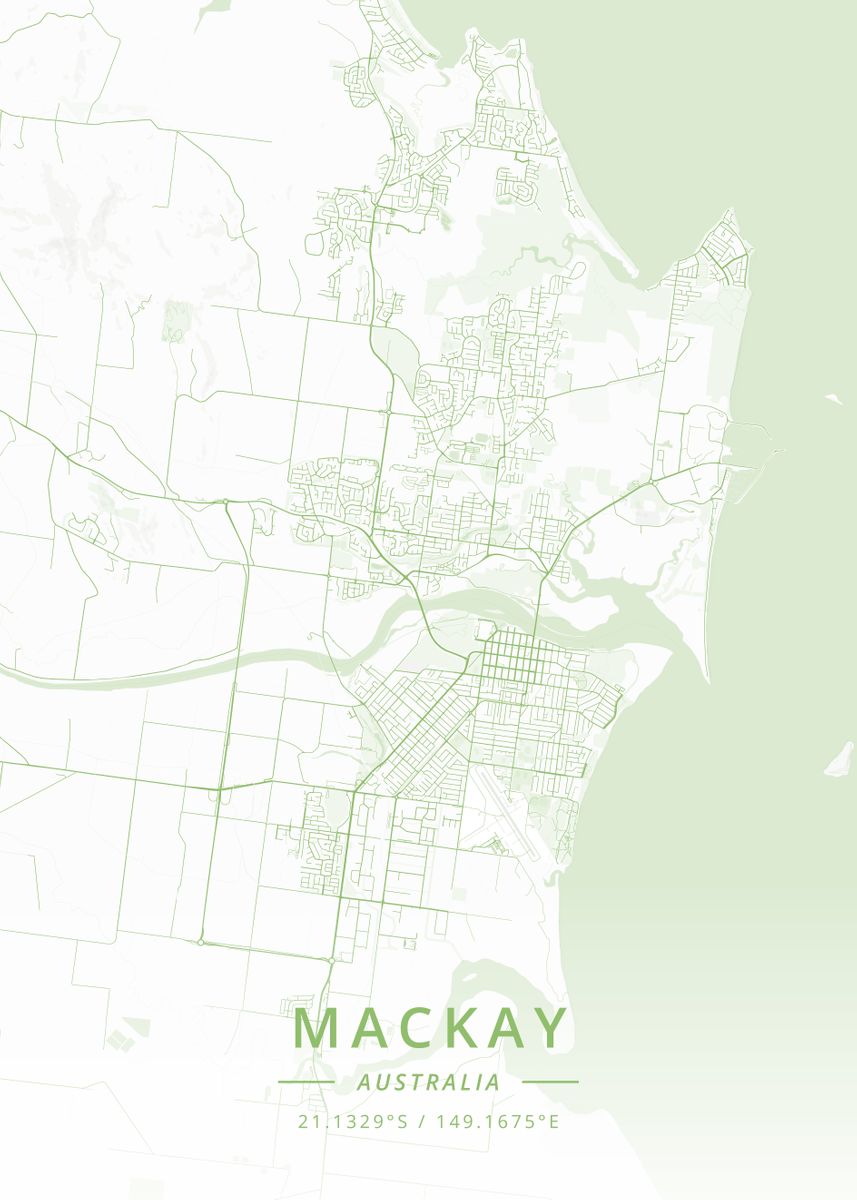 'Mackay Australia' Poster, picture, metal print, paint by Designer Map ...