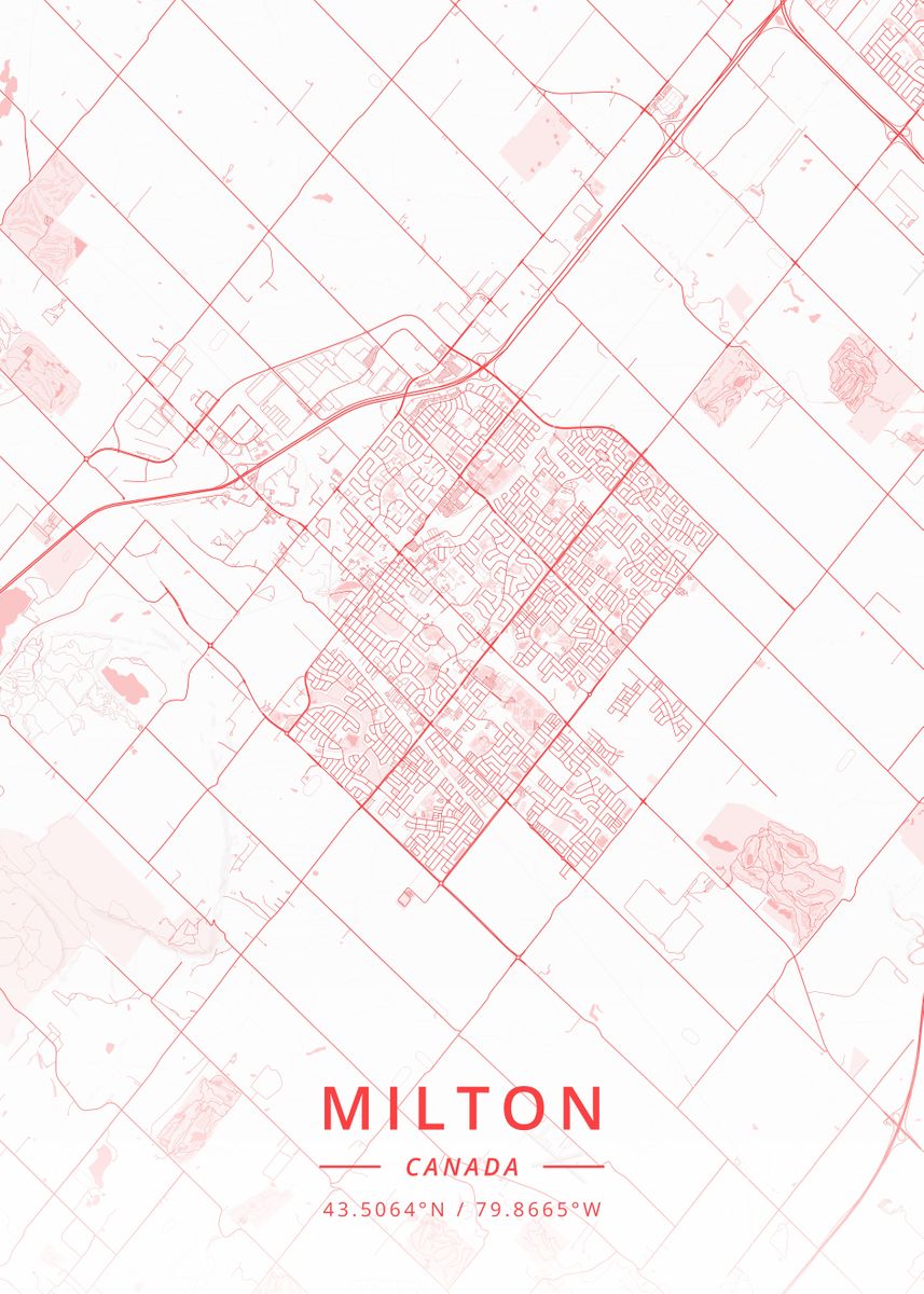 'Milton Canada' Poster, picture, metal print, paint by Designer Map Art ...