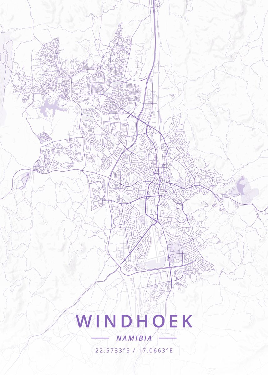 'Windhoek Namibia' Poster, picture, metal print, paint by Designer Map ...