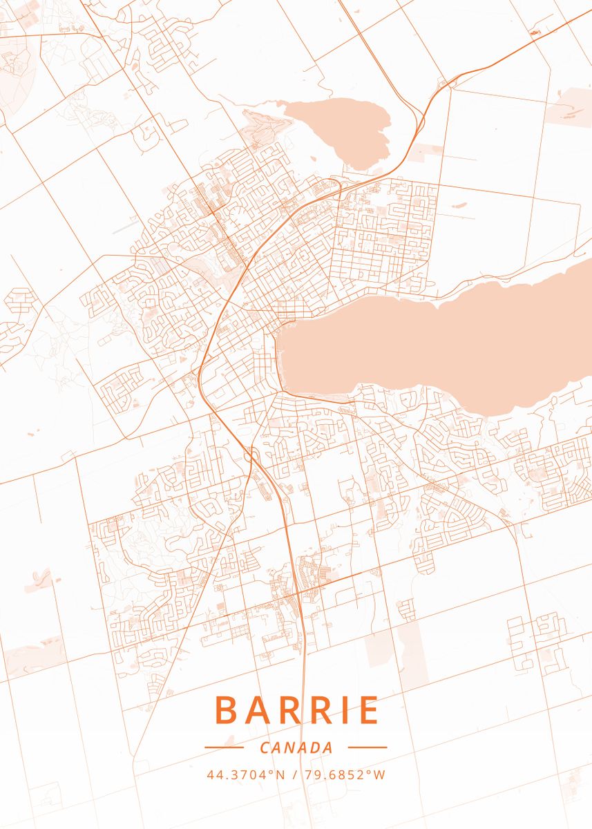 'Barrie Canada' Poster, picture, metal print, paint by Designer Map Art ...