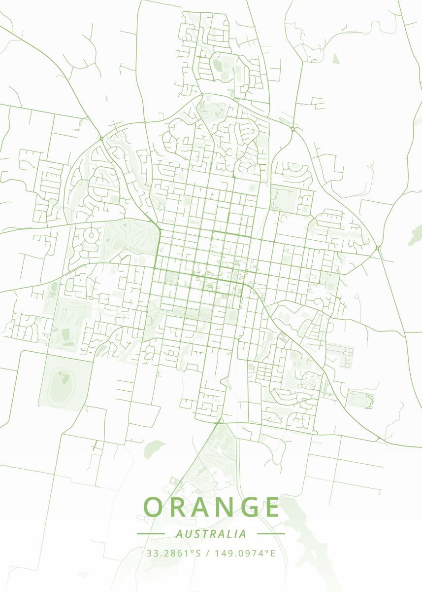 'Orange Australia' Poster, picture, metal print, paint by Designer Map ...