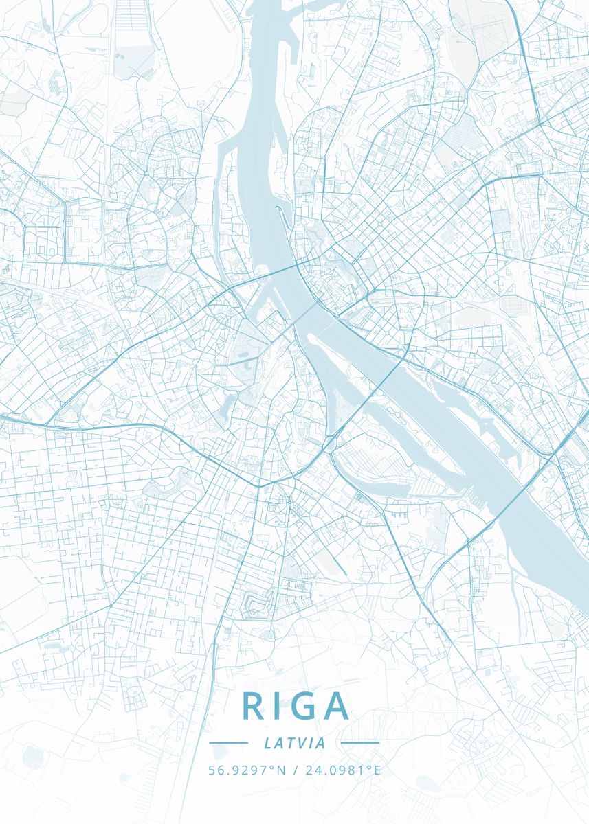 'Riga Latvia' Poster, picture, metal print, paint by Designer Map Art ...