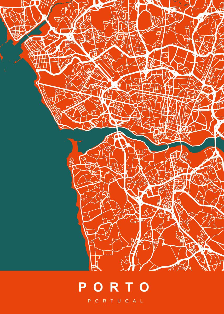 'PORTO City Map PORTUGAL' Poster by UrbanMaps | Displate