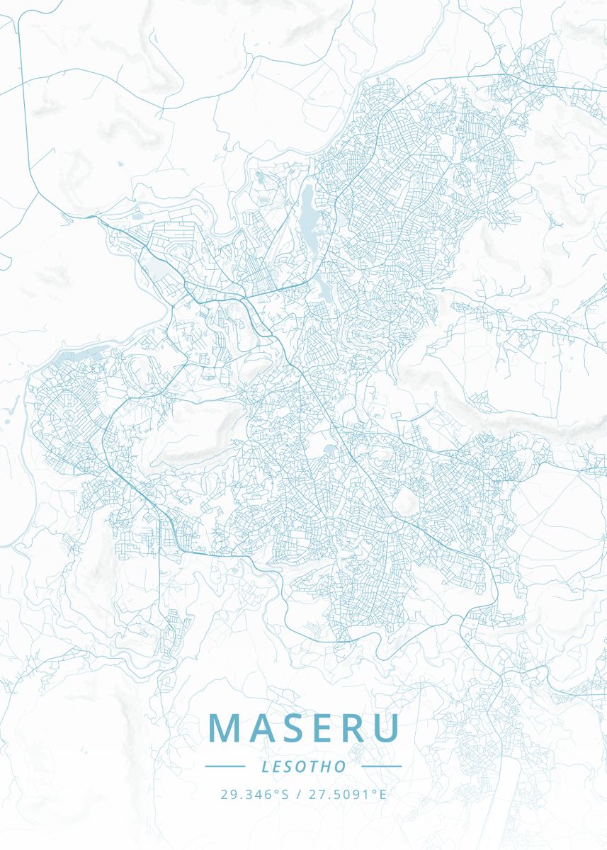 'Maseru Lesotho' Poster, picture, metal print, paint by Designer Map ...