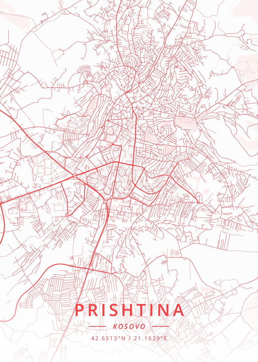'Prishtina Kosovo' Poster by Designer Map Art | Displate