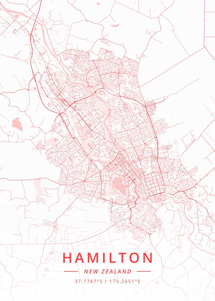 'Hamilton New Zealand' Poster, picture, metal print, paint by Designer ...