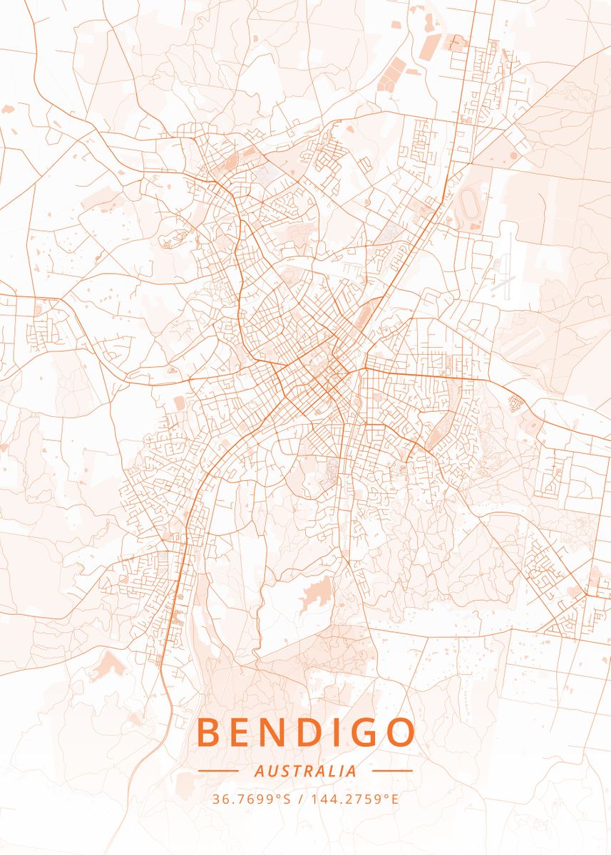 'Bendigo Australia' Poster, picture, metal print, paint by Designer Map ...