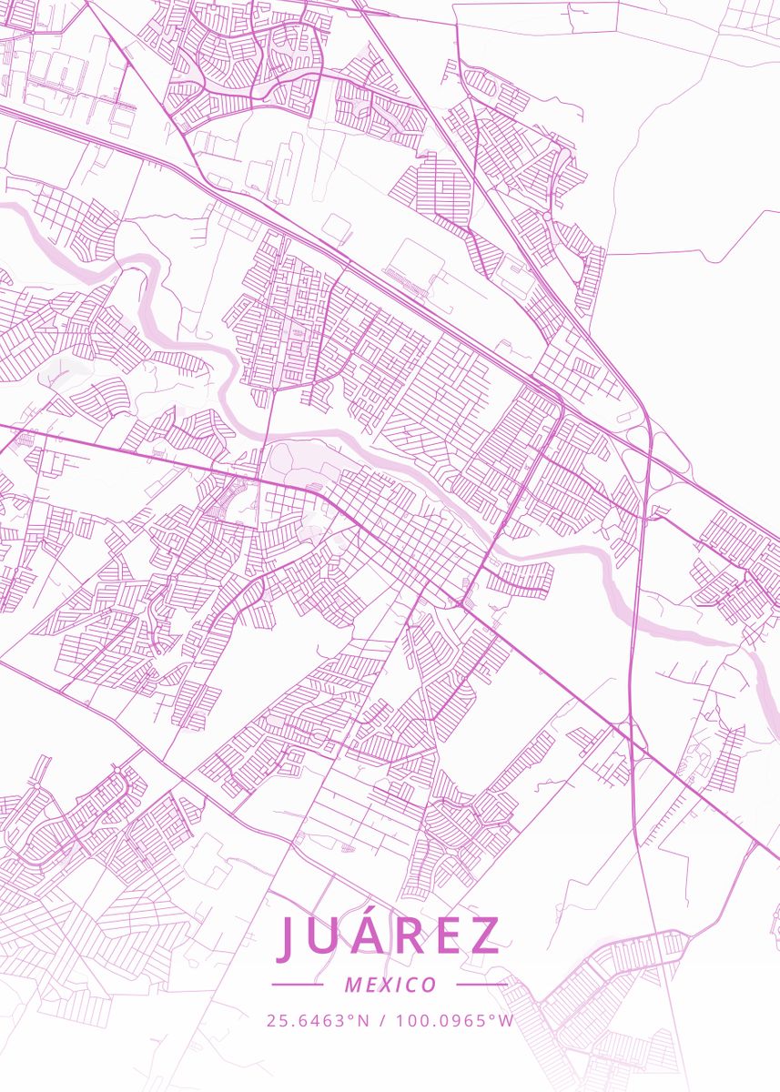 'Juarez Mexico' Poster, picture, metal print, paint by Designer Map Art ...