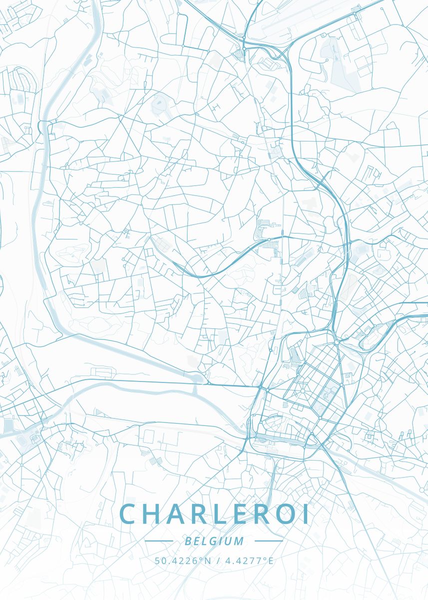 'Charleroi Belgium' Poster, picture, metal print, paint by Designer Map ...