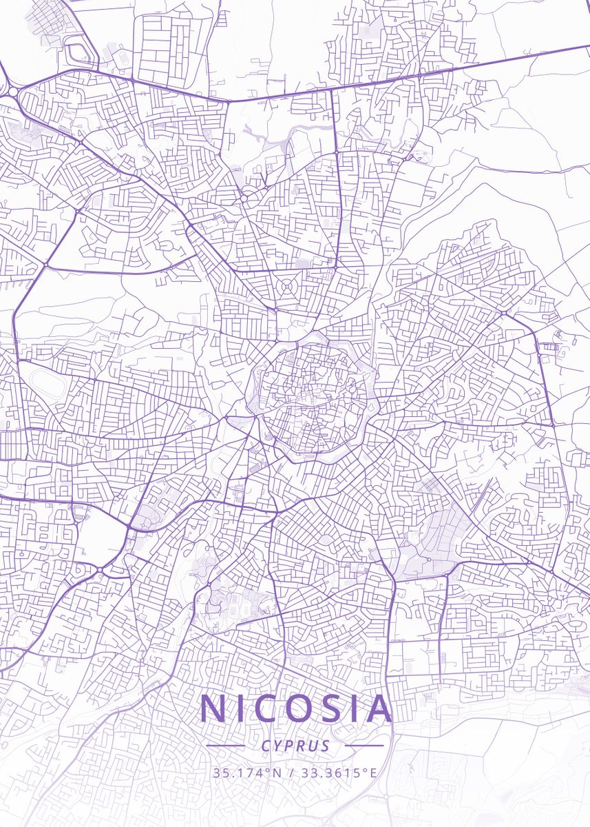 'Nicosia Cyprus' Poster, picture, metal print, paint by Designer Map ...
