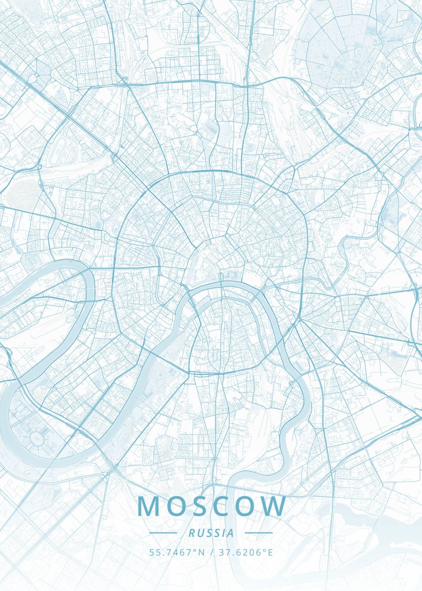'Moscow Russia' Poster, picture, metal print, paint by Designer Map Art ...