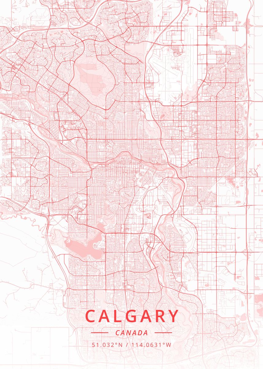 'Calgary Canada' Poster, picture, metal print, paint by Designer Map ...