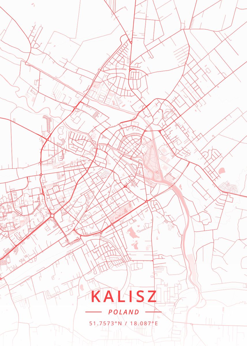 'Kalisz Poland' Poster, picture, metal print, paint by Designer Map Art ...