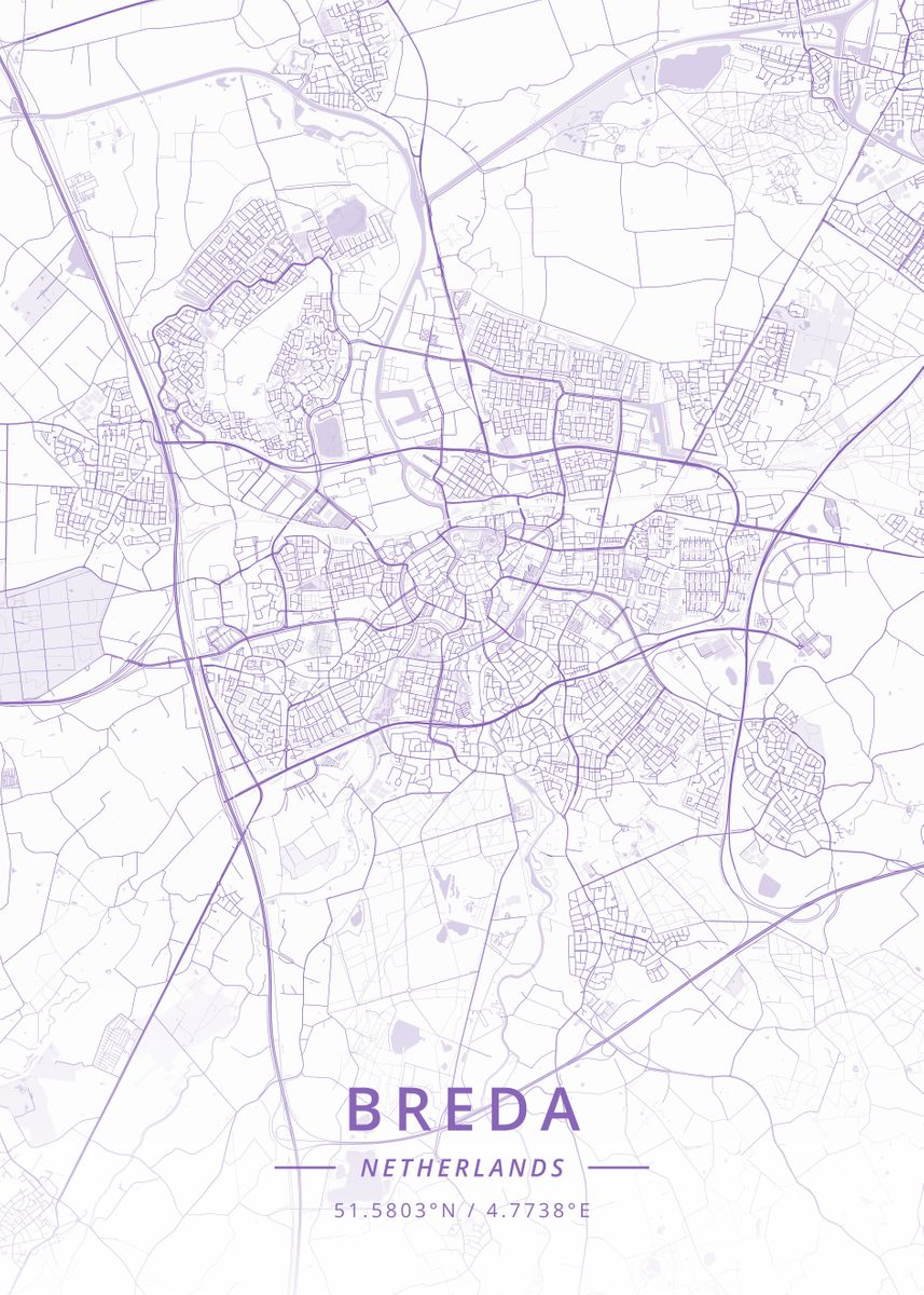 'Breda Netherlands' Poster, picture, metal print, paint by Designer Map ...