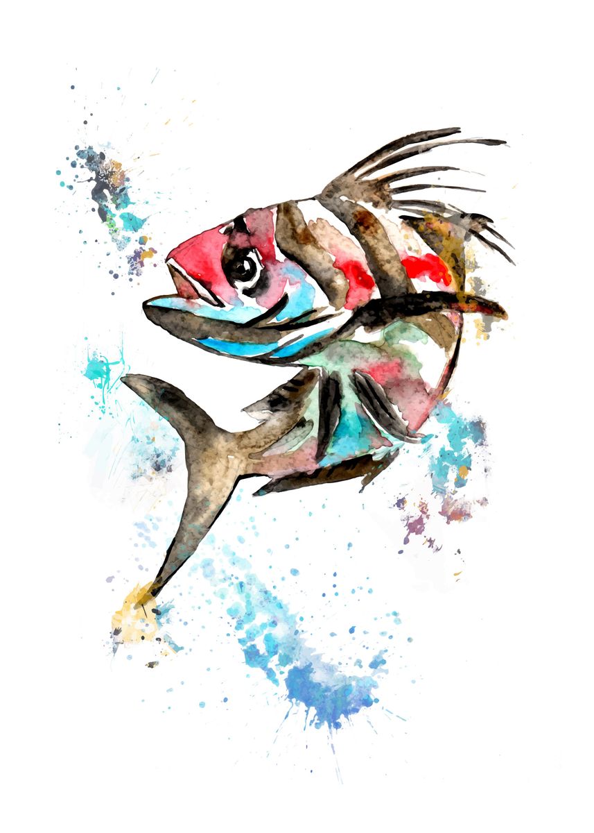 'Roosterfish ' Poster, picture, metal print, paint by RosaliasArt ...