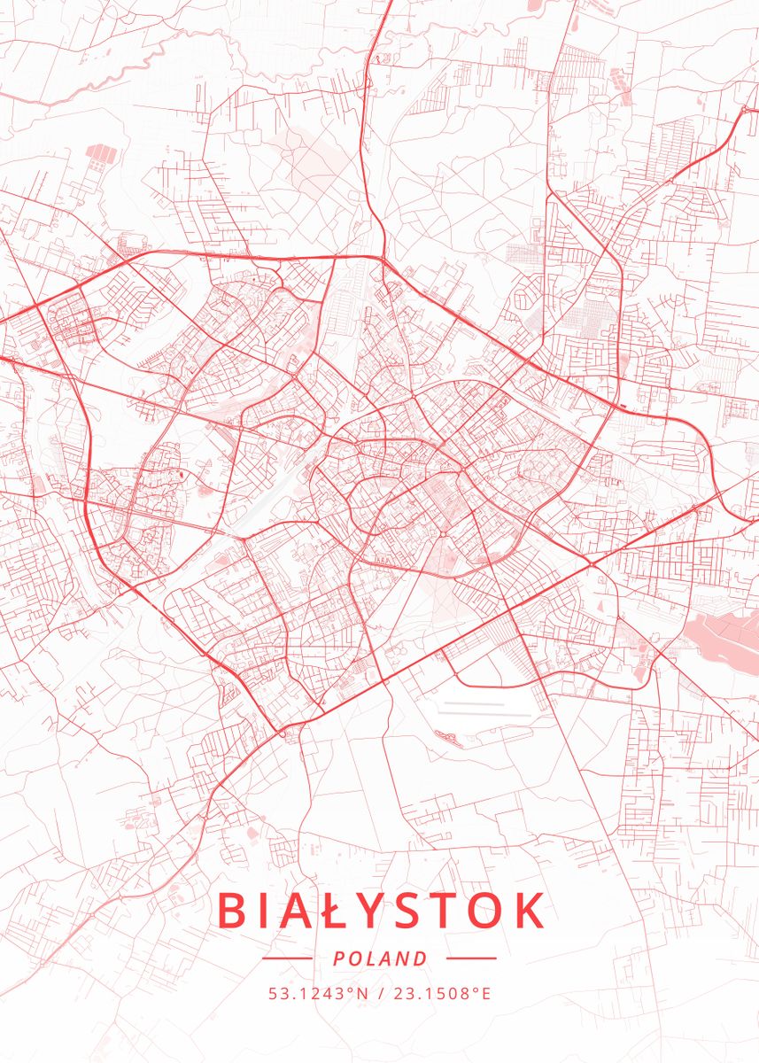 'Bialystok Poland' Poster, picture, metal print, paint by Designer Map ...
