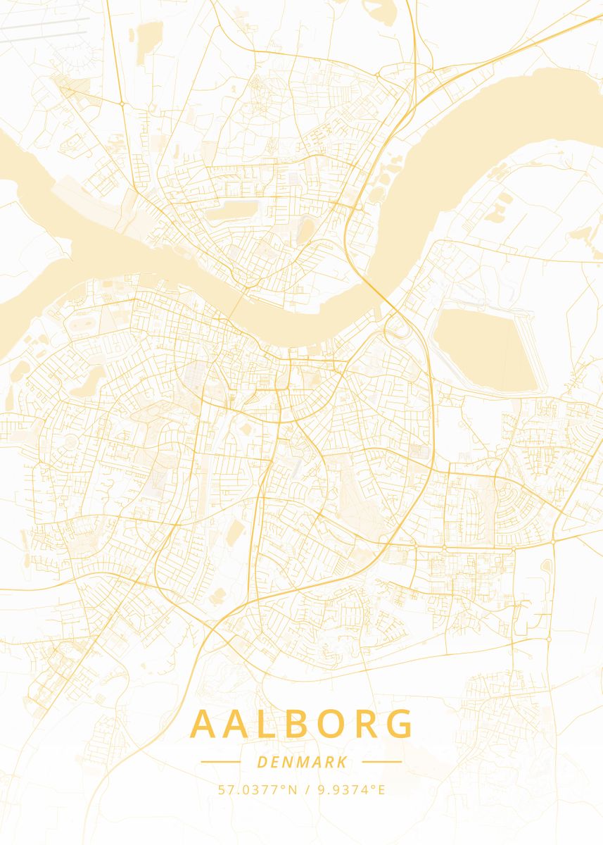 'Aalborg Denmark' Poster, picture, metal print, paint by Designer Map ...