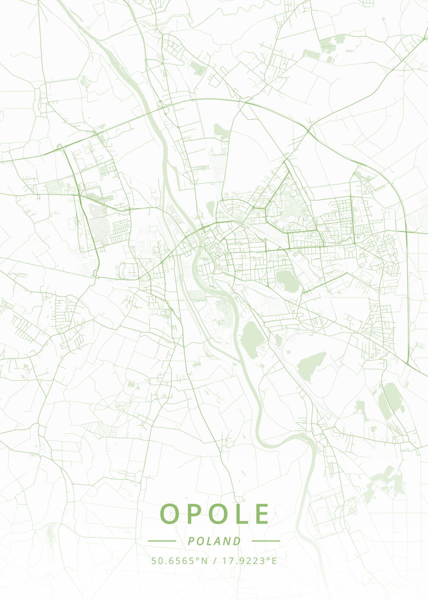 'Opole Poland' Poster, picture, metal print, paint by Designer Map Art ...