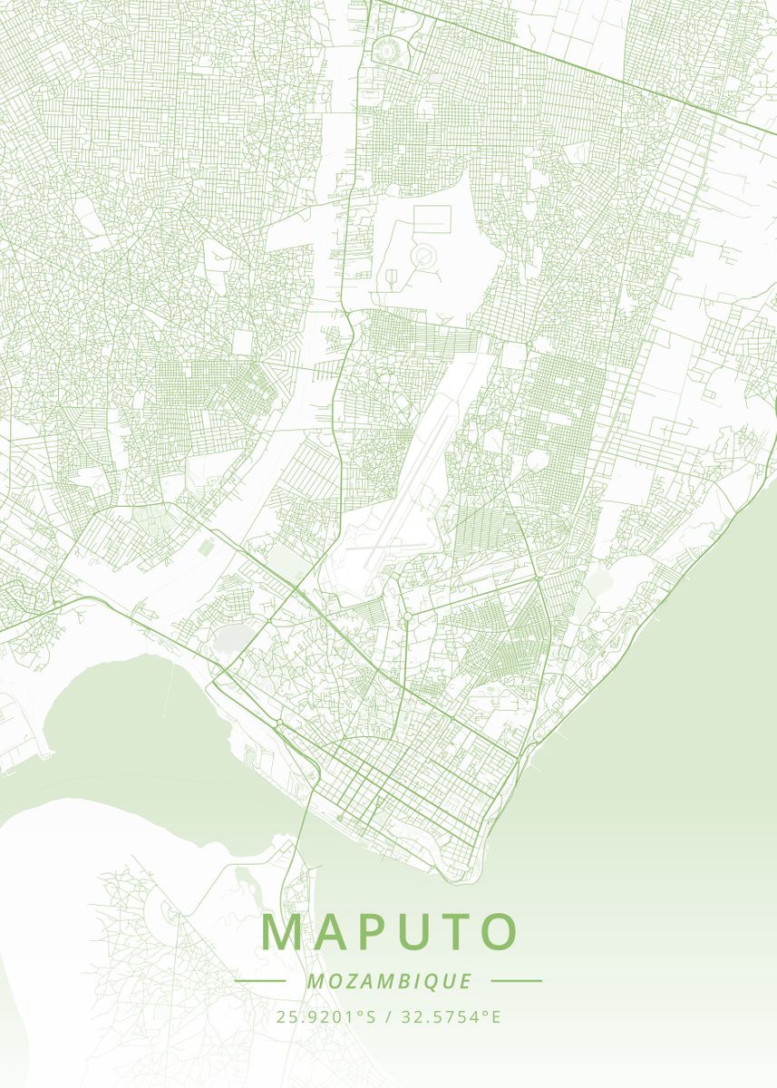 'Maputo Mozambique' Poster, picture, metal print, paint by Designer Map ...