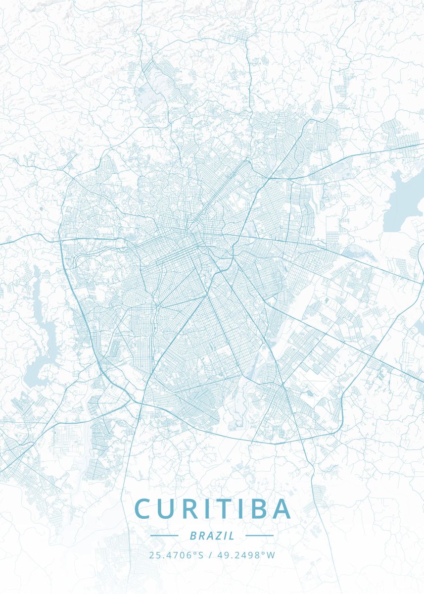 'Curitiba Brazil' Poster, picture, metal print, paint by Designer Map ...