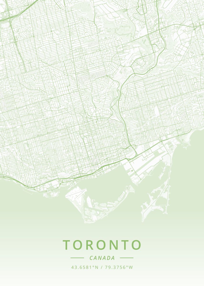 'Toronto Canada' Poster, picture, metal print, paint by Designer Map ...