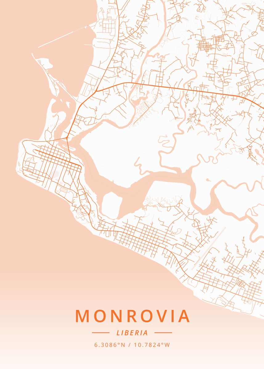 'Monrovia Liberia' Poster, picture, metal print, paint by Designer Map ...