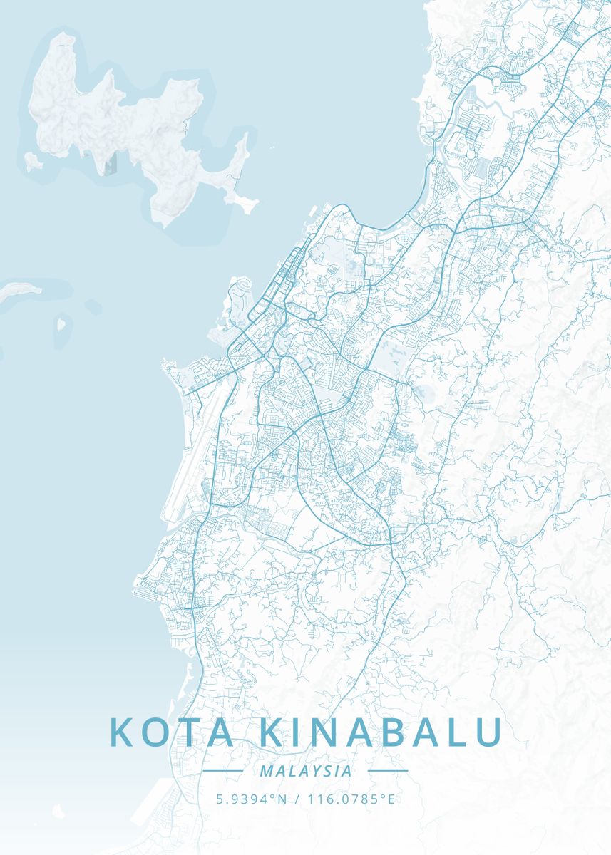 'Kota Kinabalu Malaysia' Poster by Designer Map Art | Displate
