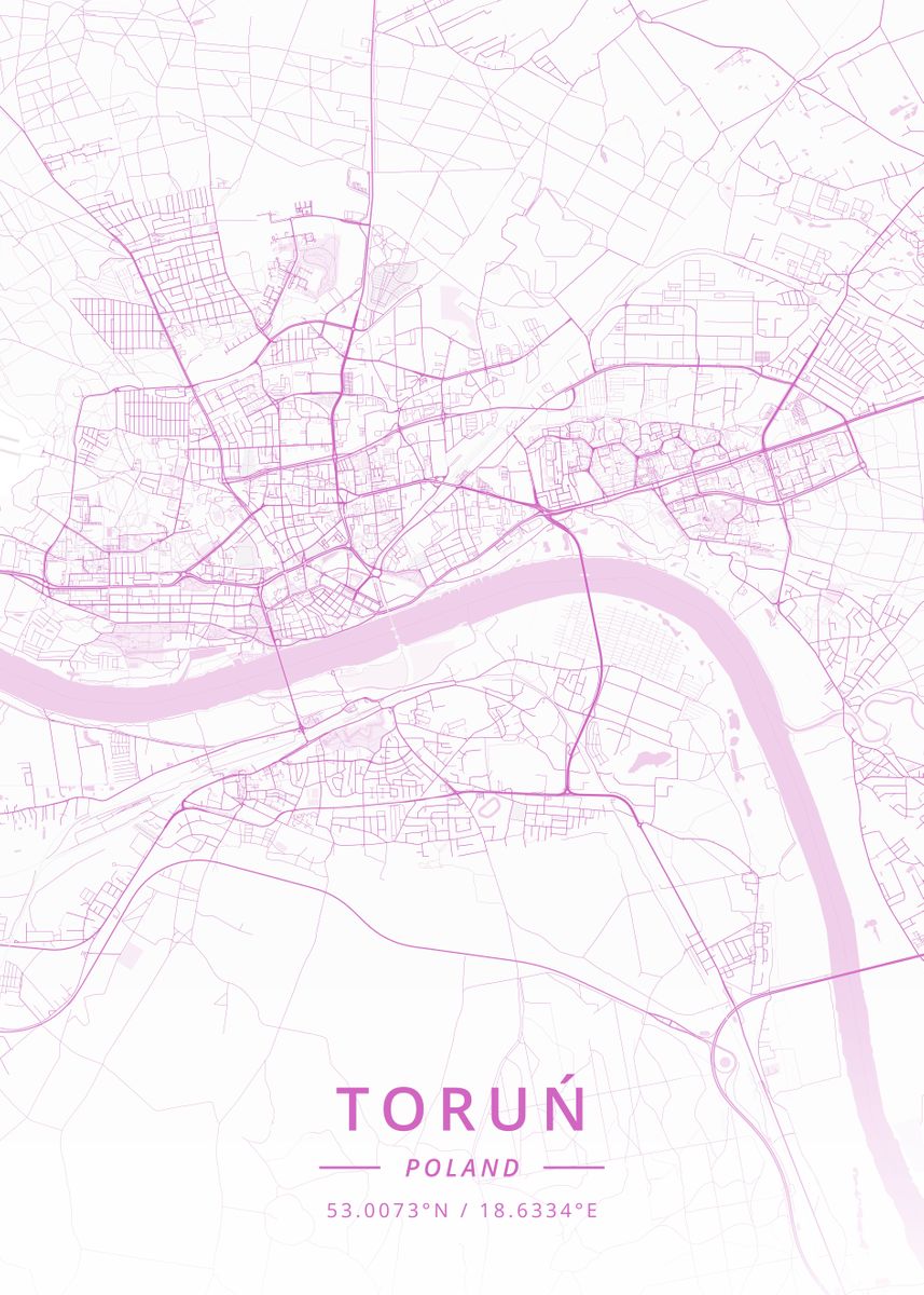 'Torun Poland' Poster, picture, metal print, paint by Designer Map Art ...