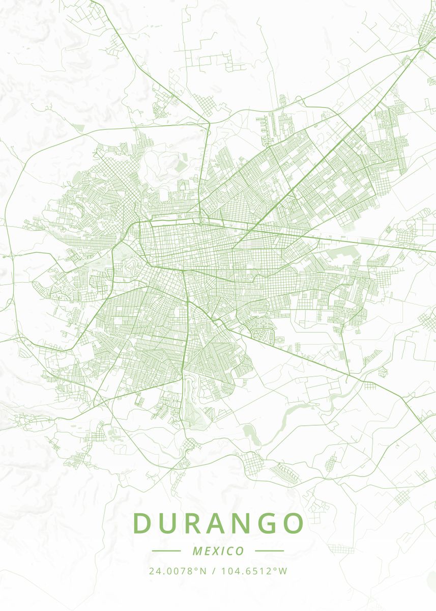 'Durango Mexico' Poster, picture, metal print, paint by Designer Map ...