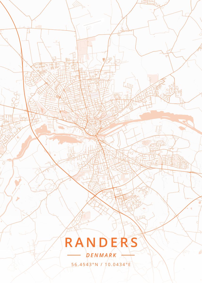 'Randers Denmark' Poster, picture, metal print, paint by Designer Map ...