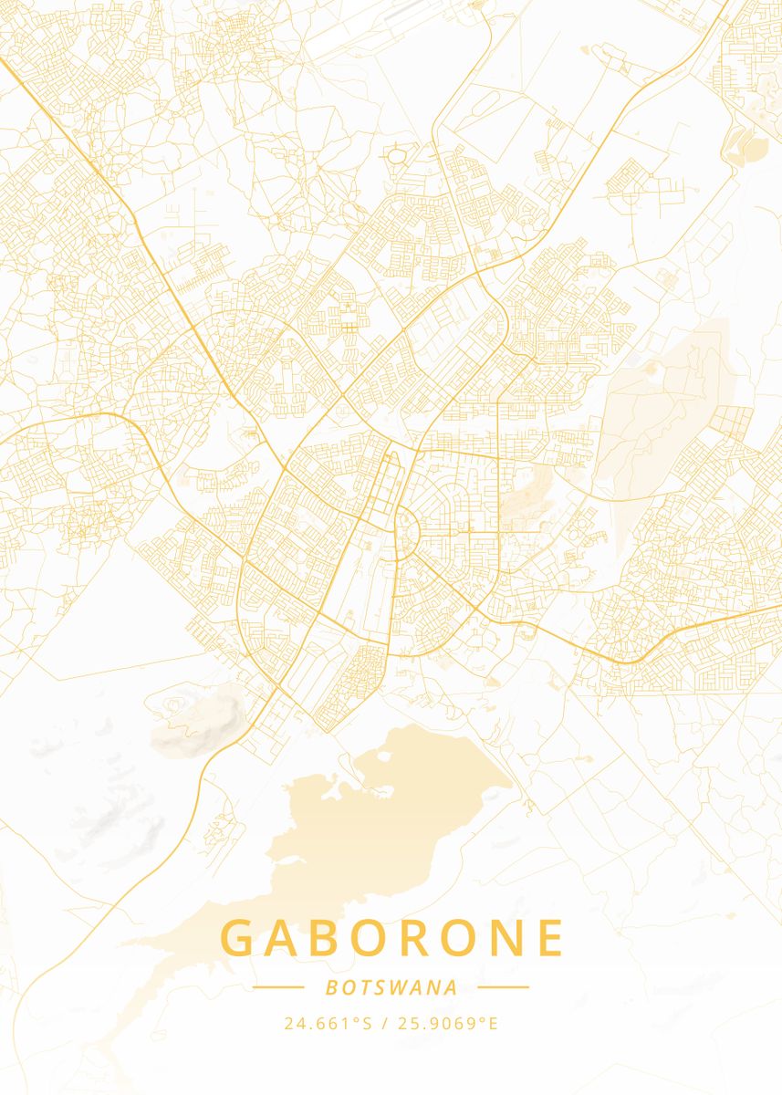 'Gaborone Botswana' Poster, picture, metal print, paint by Designer Map ...