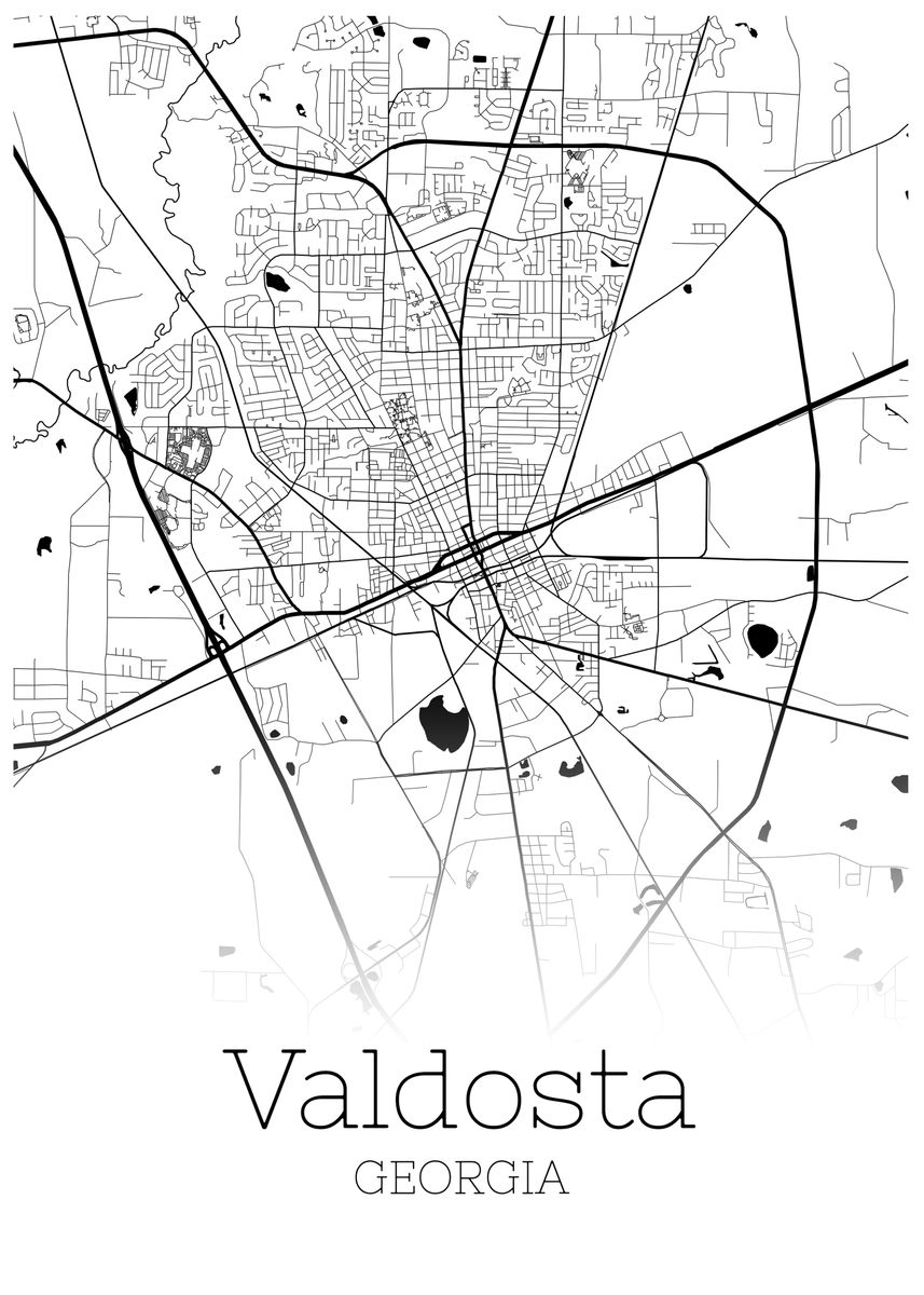 'Valdosta Geogria city map' Poster, picture, metal print, paint by ...