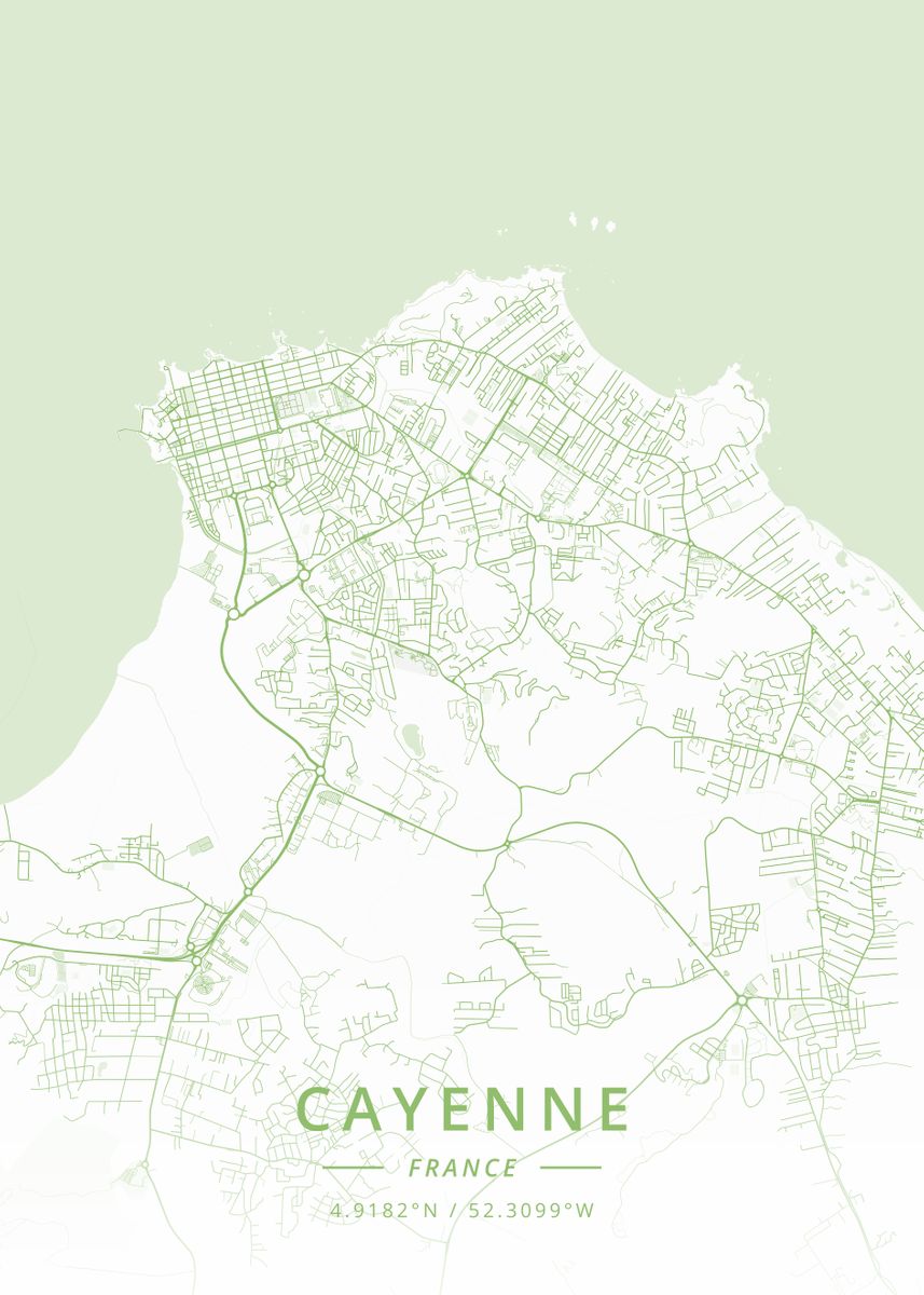 'Cayenne France' Poster, picture, metal print, paint by Designer Map ...