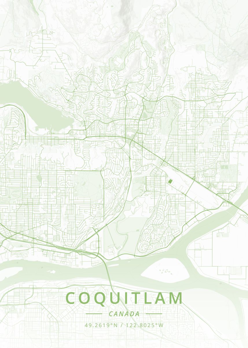 'Coquitlam Canada' Poster, picture, metal print, paint by Designer Map ...