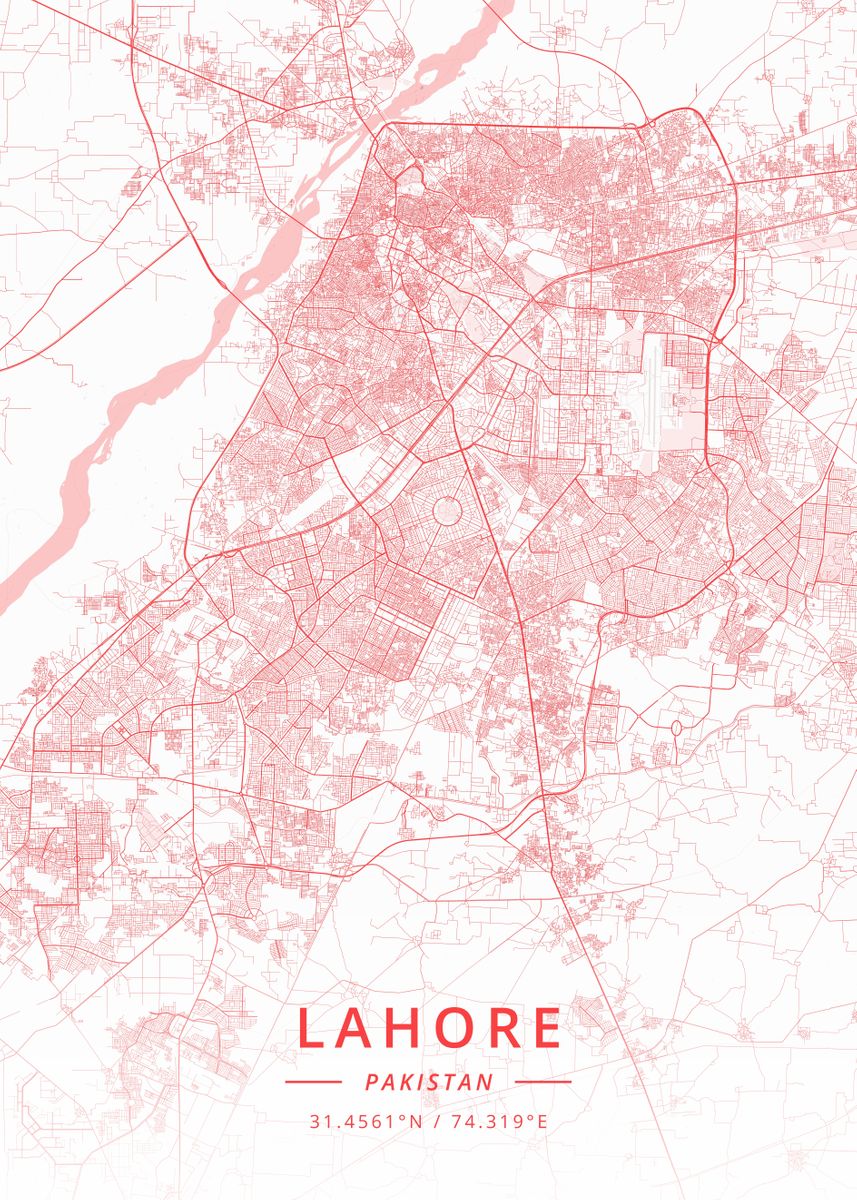 'Lahore Pakistan' Poster by Designer Map Art | Displate