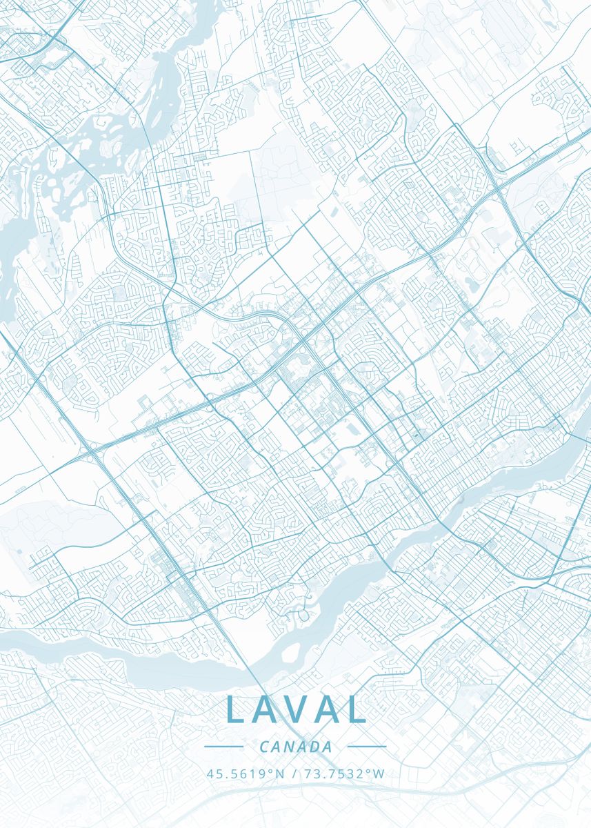 'Laval Canada' Poster, picture, metal print, paint by Designer Map Art ...